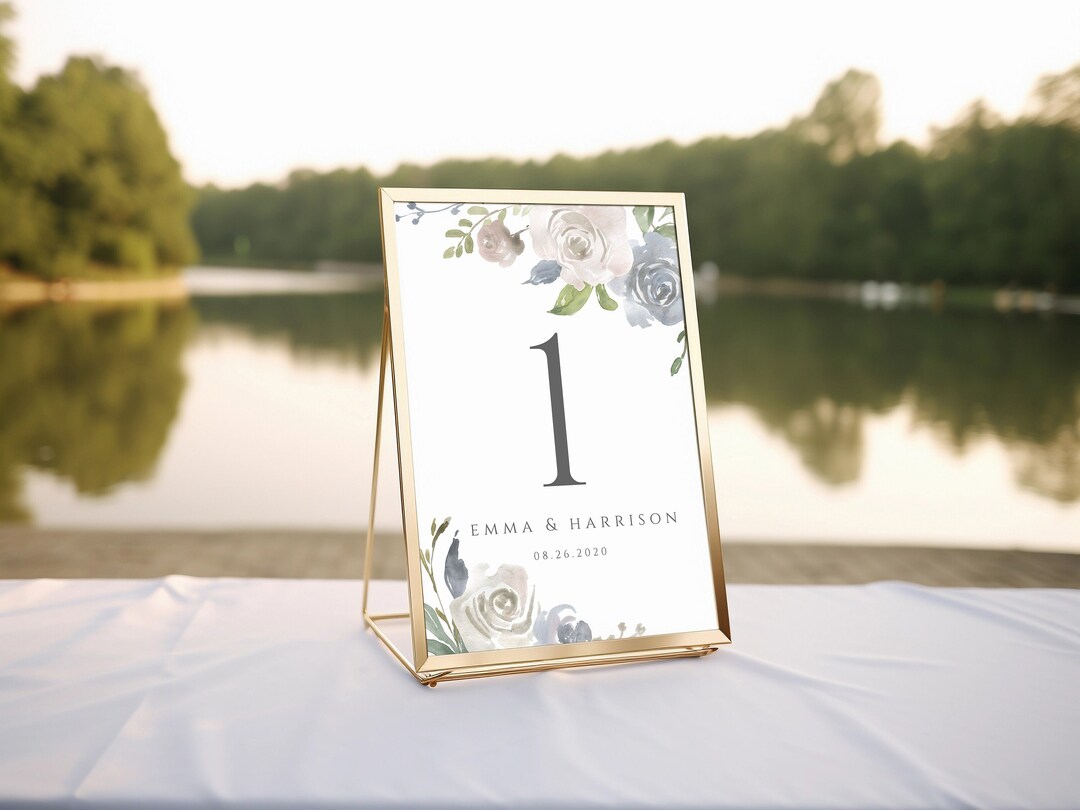 Floral Wedding Table Numbers Template, Vintage Table Number, Roses ...