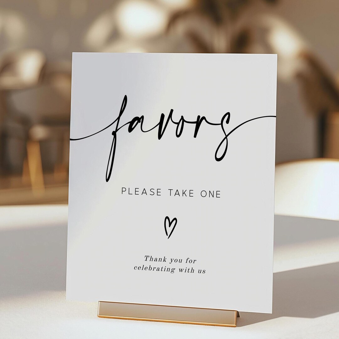 Wedding Favors Sign Template, Modern Wedding Favours Sign, Party Favors ...