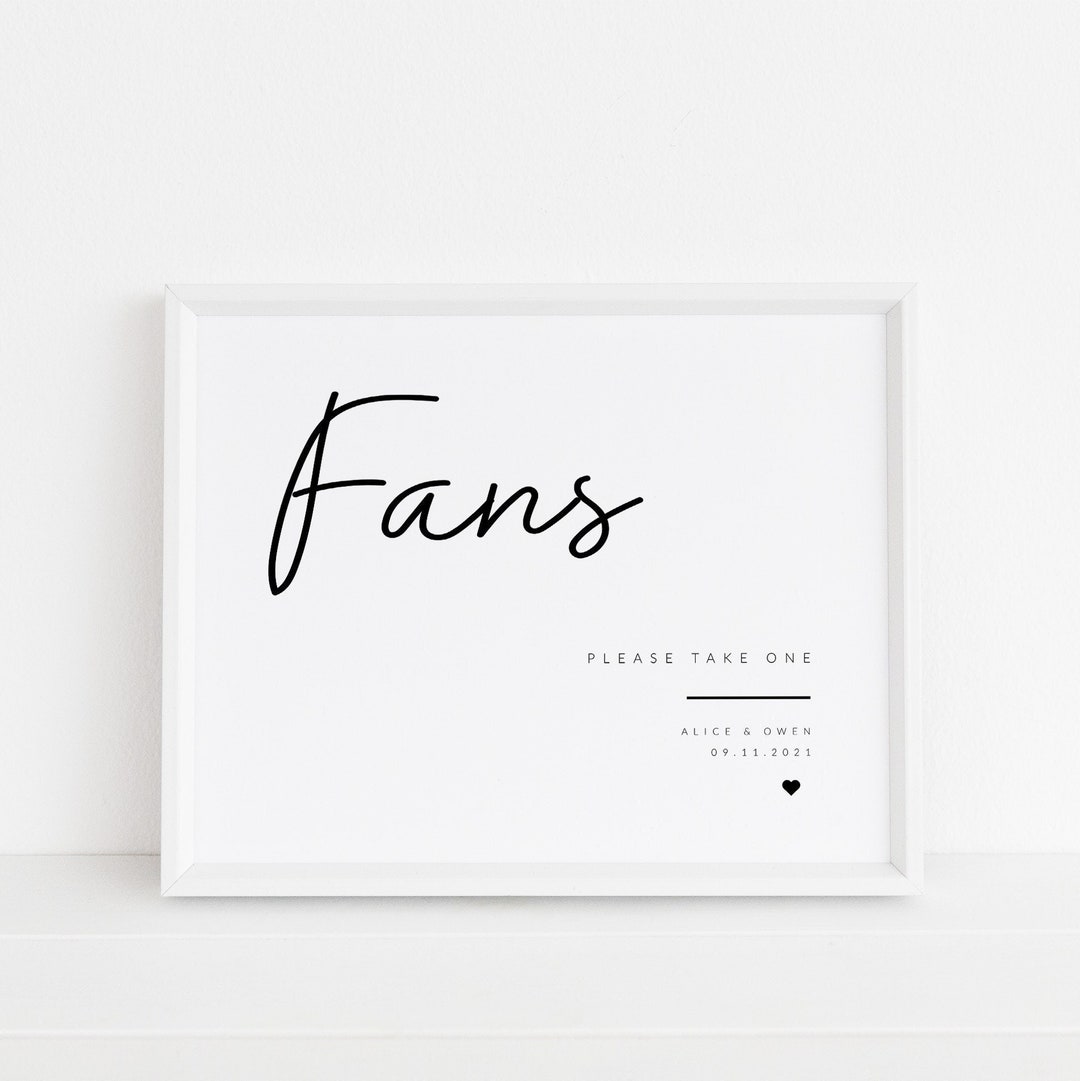 Wedding Fan Sign, Take a Fan Sign, Editable Template, , 8x10, 5x7, 1110 ...