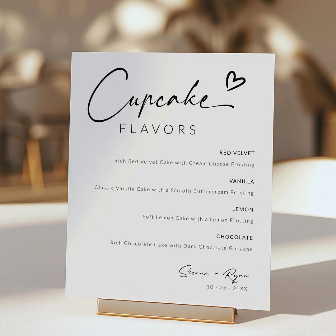 Cupcake Menu Sign Template, Editable Wedding Cupcake Sign, Wedding ...