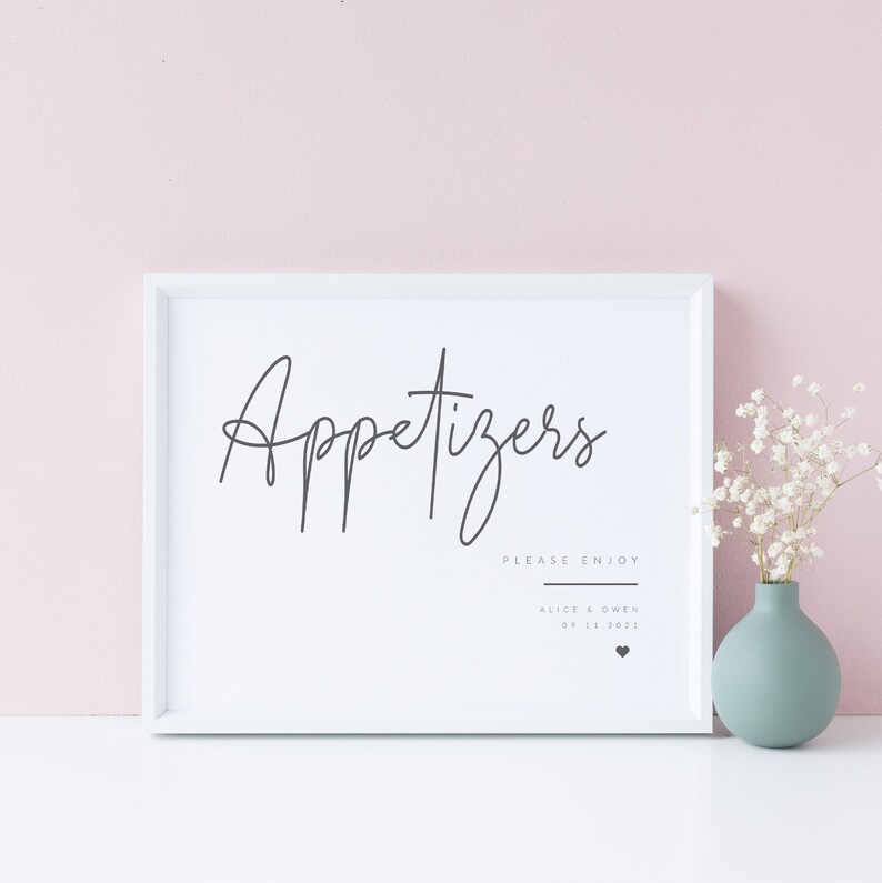 Grey Appetizers Sign. Wedding Appetizers, Bridal Shower Food, Wedding ...