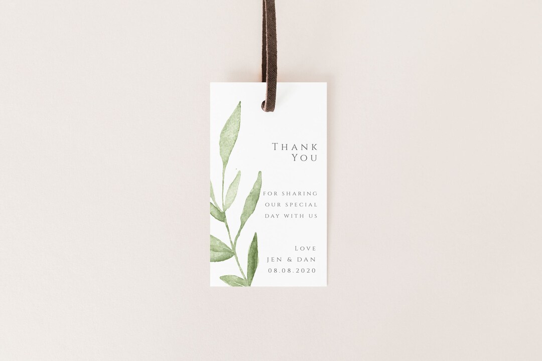 Spring Leaves Tag Template, Wedding Favour Tag Printable, Editable ...