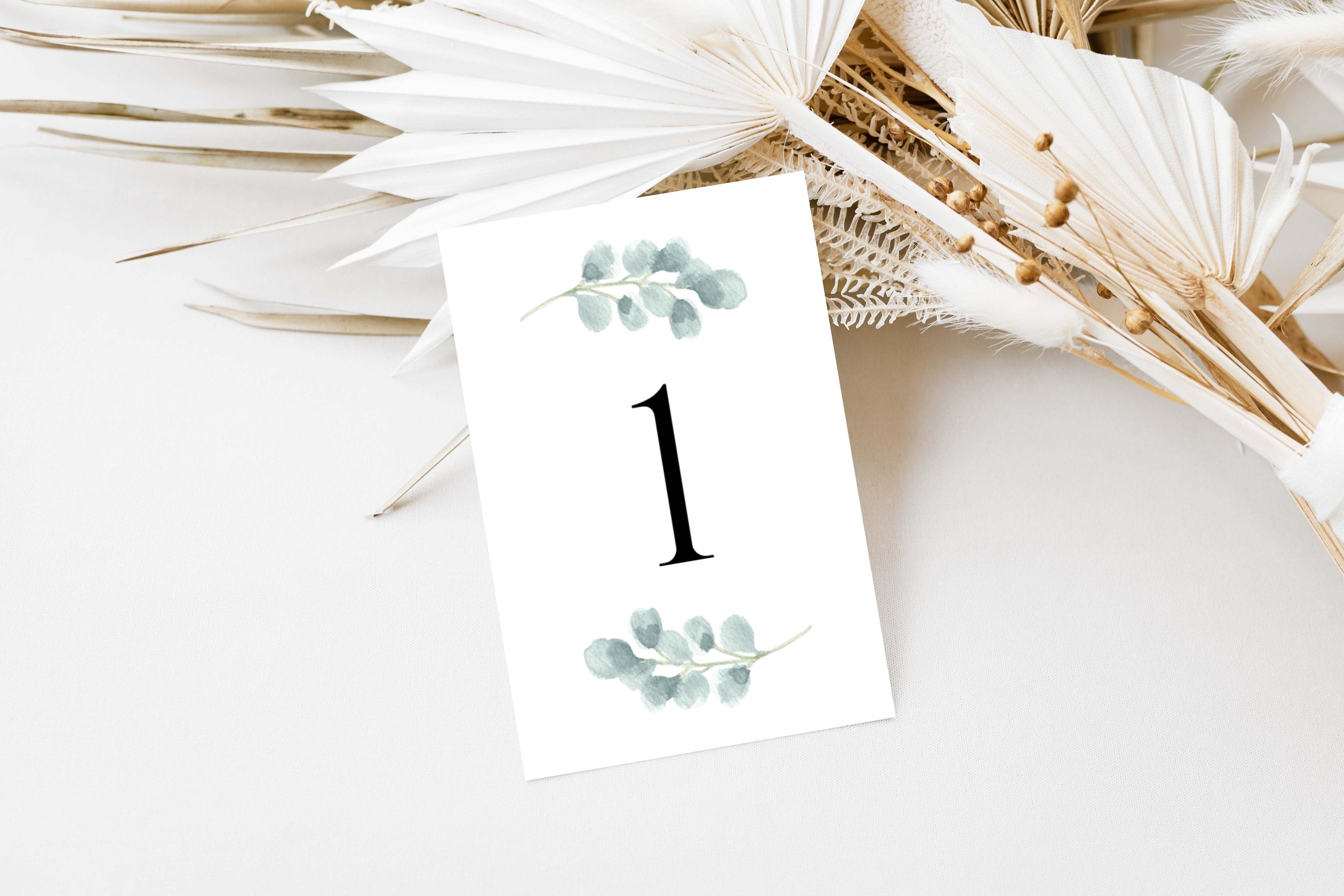 Eucalyptus Wedding Table Numbers Template Printable Table - Etsy UK