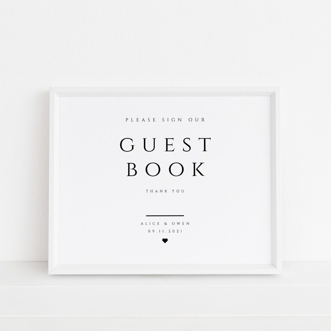 Minimalist Wedding Guest Book Sign, Printable Sign for Guest Book ...
