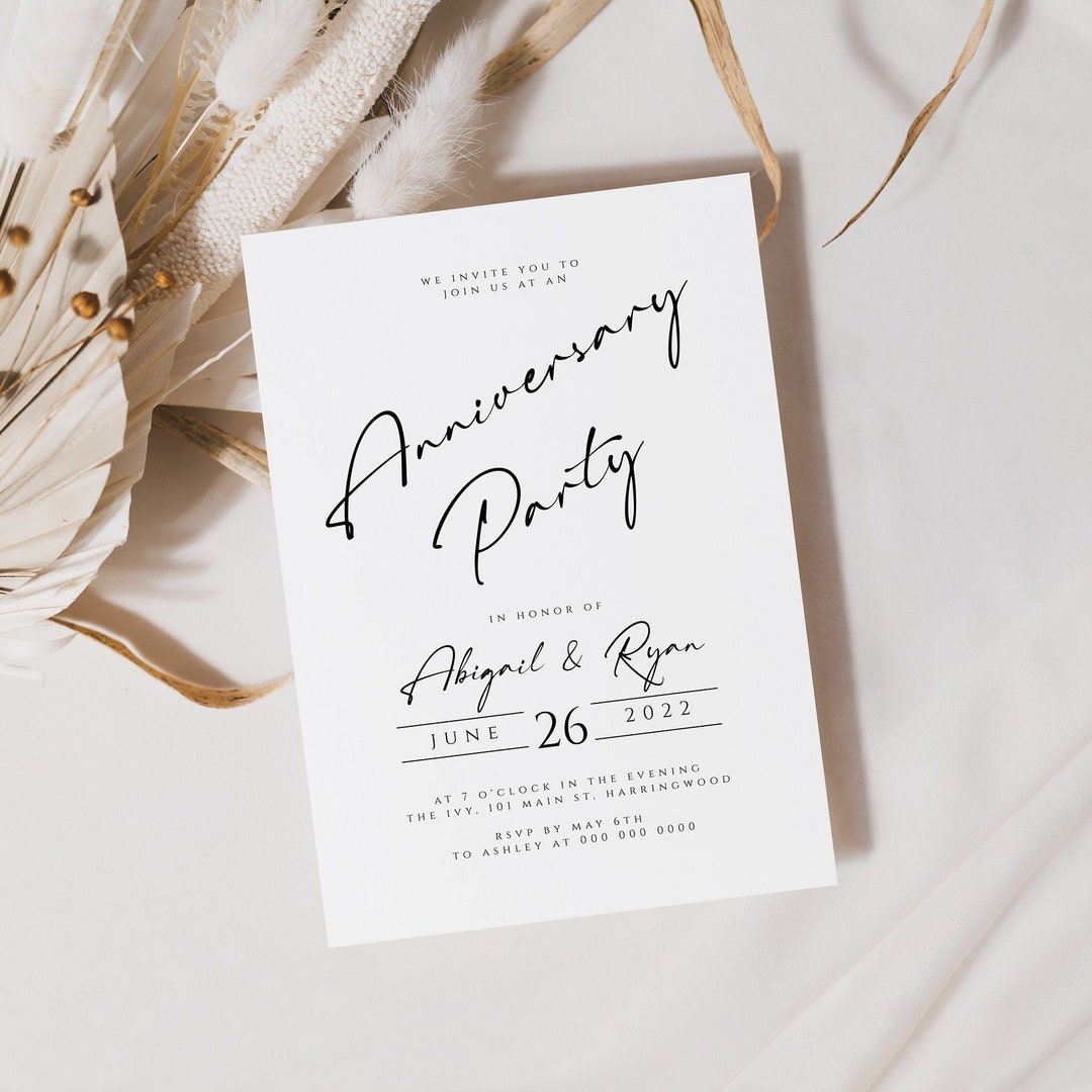 Anniversary Party Invitation Template, Modern Wedding Anniversary ...