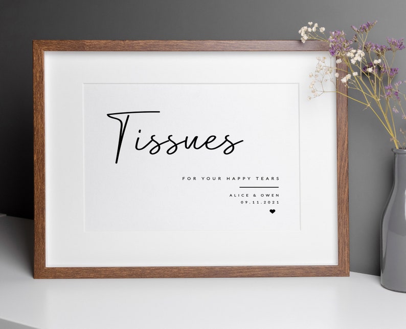Wedding Tissues Sign, for Your Happy Tears, Wedding Guest Tissues ...