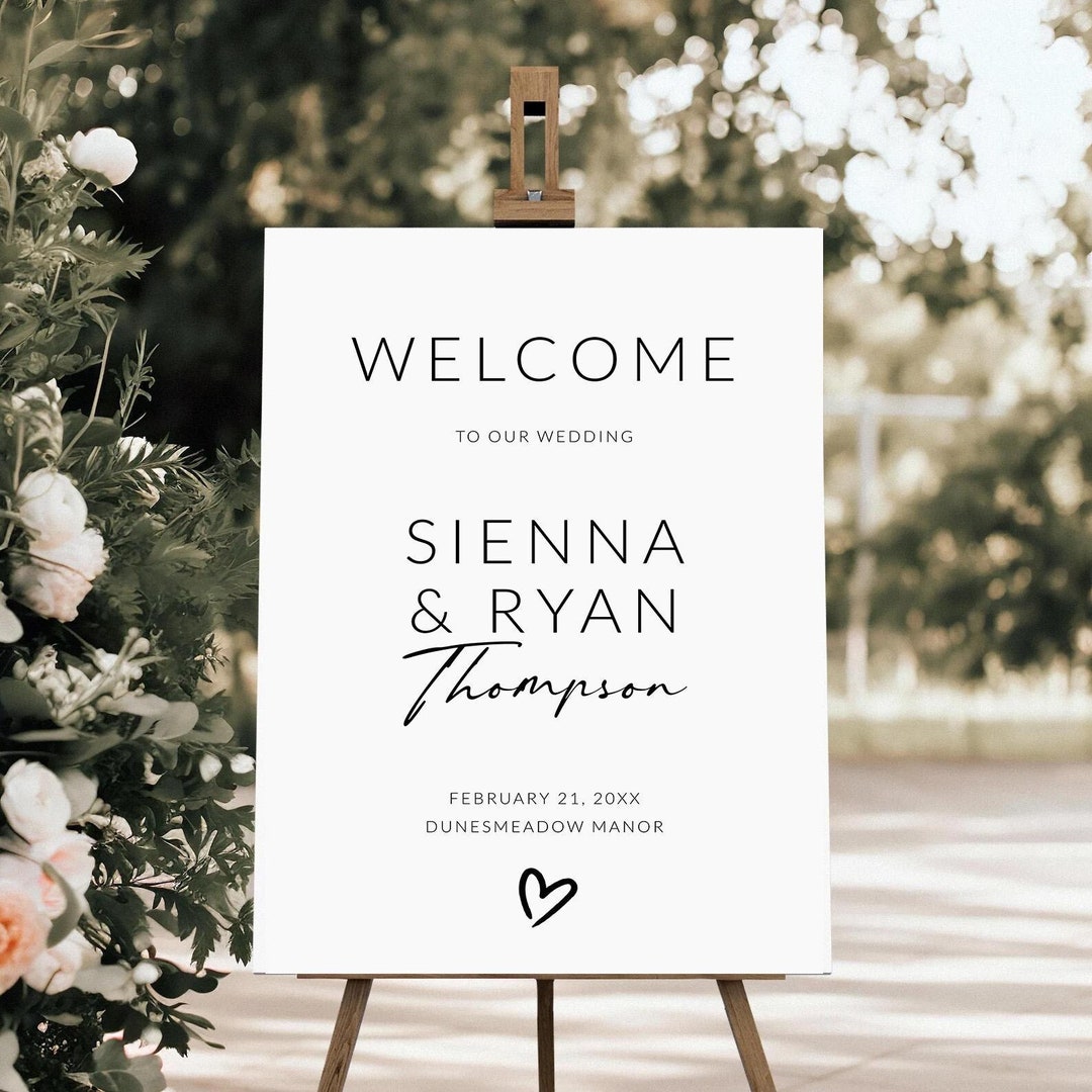 Simple Wedding Welcome Sign Template, Wedding Guest Welcome Board ...