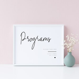 Wedding Program Sign, Printable Ceremony Program Sign, Please Take One ...