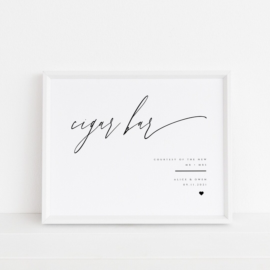 Cigar Bar Sign Template, Wedding Cigar Table, DIY Signs, Instant ...