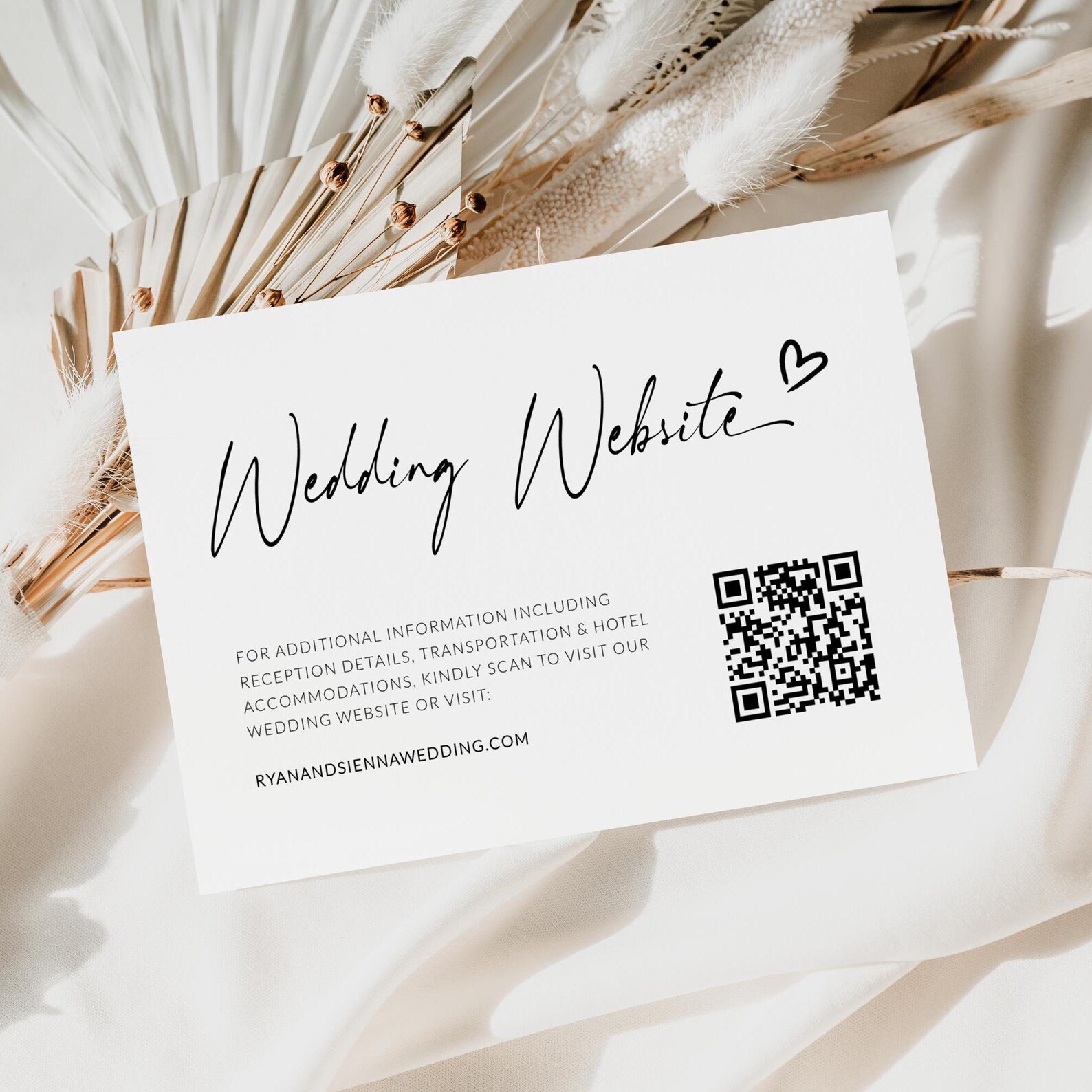 Wedding Website Insert Template, QR Code Wedding Website Card, RSVP ...