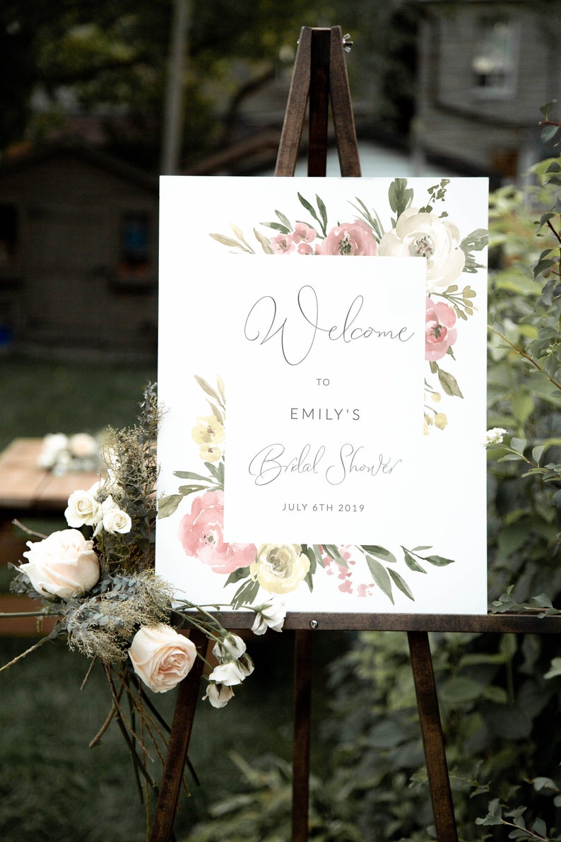 Pale Floral Welcome Sign Template Wedding Welcome Sign - Etsy