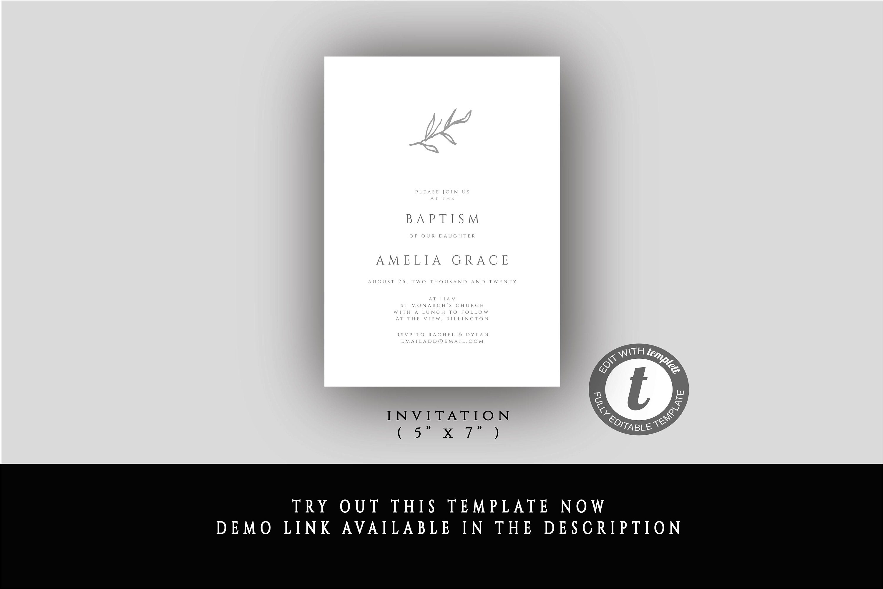 Minimalist Branch Baptism Invitation Template Christening - Etsy UK