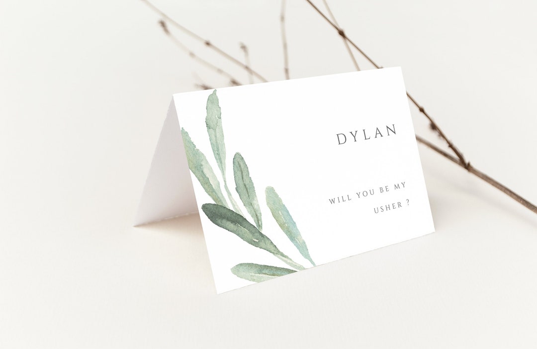 Olive Will You Be My Usher Card Template Printable Usher - Etsy