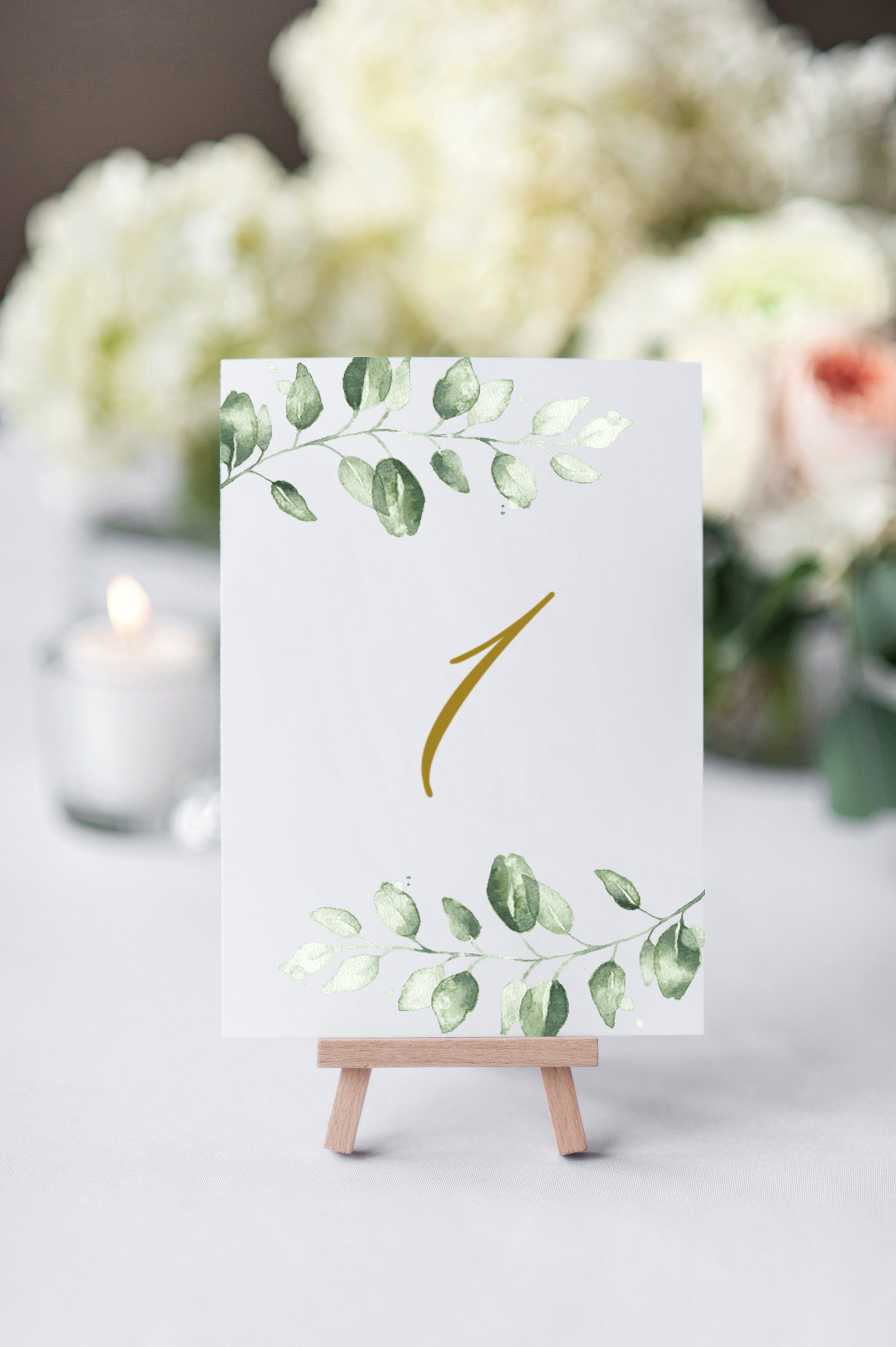 Greenery Table Numbers Template Elegant Table Numbers Leaves - Etsy