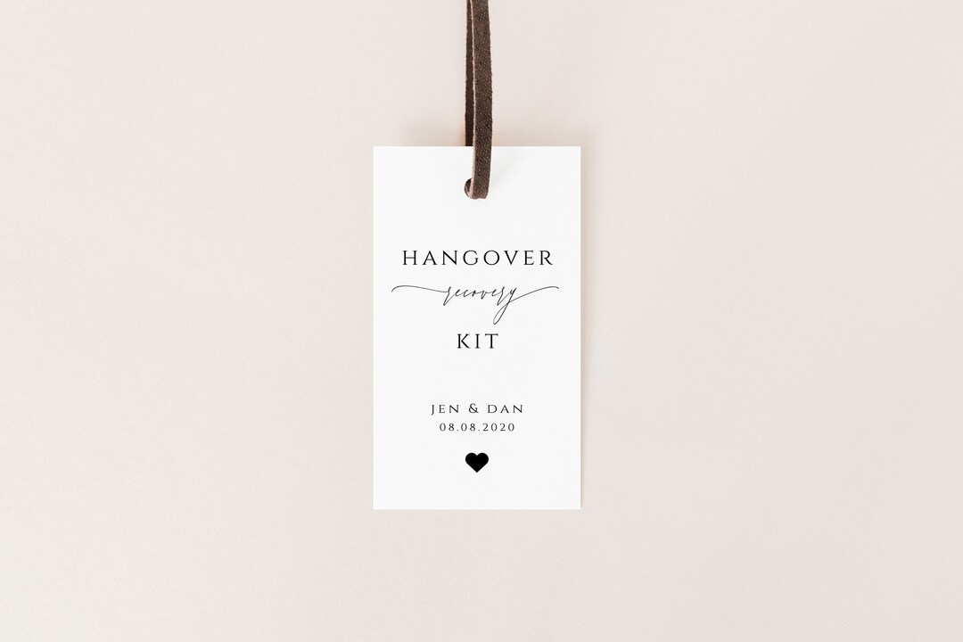 Elegant Hangover Recovery Kit Tag Template, Wedding Favor Tags, #600 ...