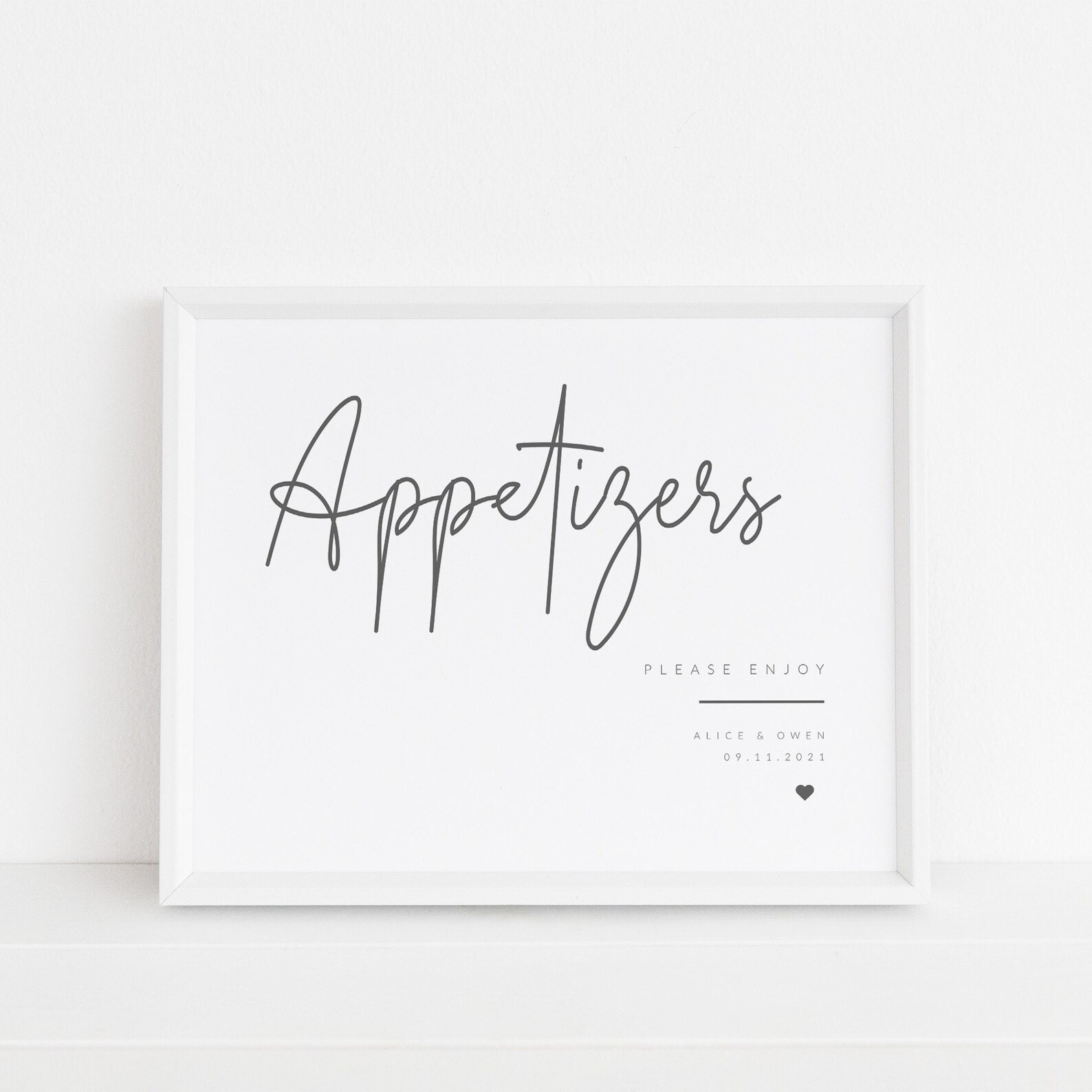Grey Appetizers Sign. Wedding Appetizers, Bridal Shower Food, Wedding Food Station Sign, Instant ...