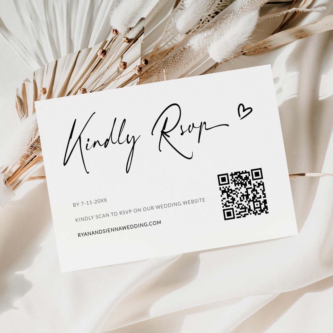 QR Code RSVP Card Template, QR Code Response Card, Kindly Reply Card ...