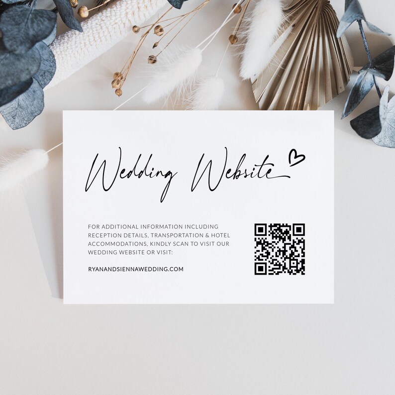 Wedding Website Insert Template, QR Code Wedding Website Card, RSVP ...