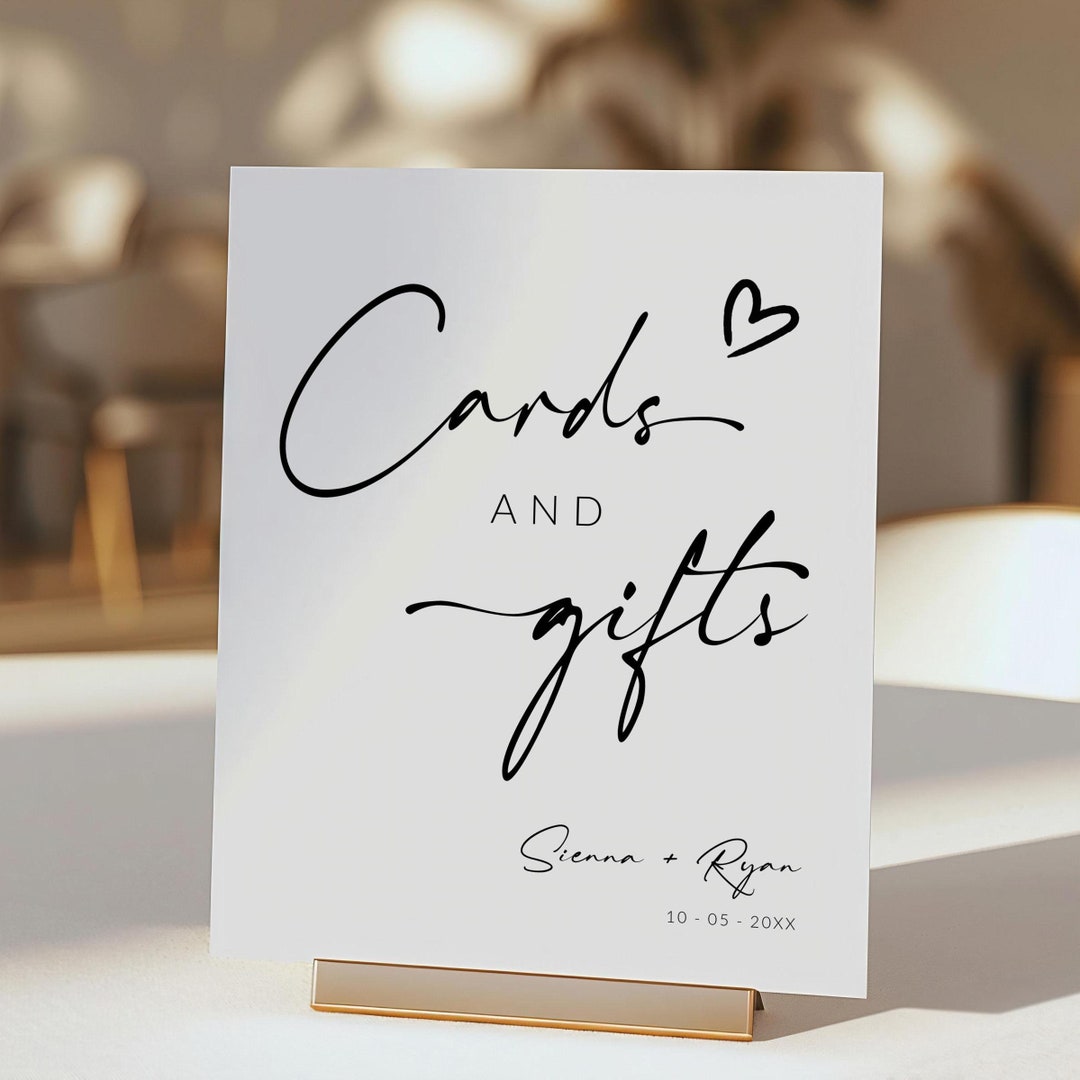 Cards and Gifts Sign Template, Wedding Gifts Sign, Bridal Shower Gift ...