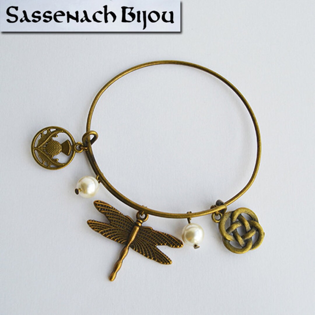 Scottish Bangle Bracelet With Pearls Bronze Tone Thistle Flower ...