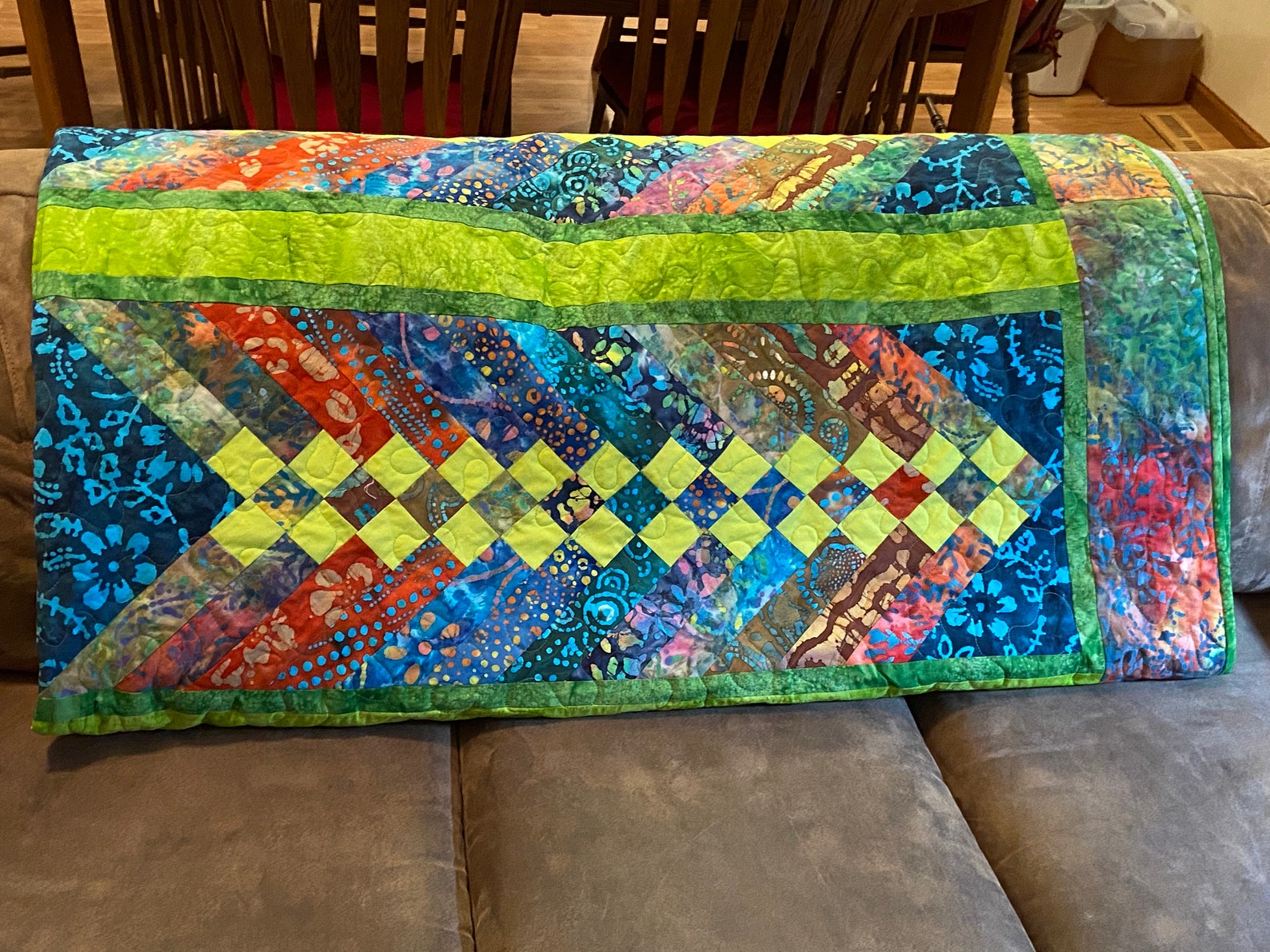 French Braid in Batiks and Green - Etsy