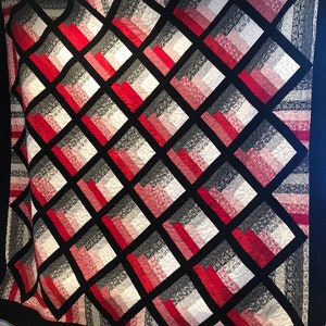 Queen Log Cabin in Red, Black and White - Etsy