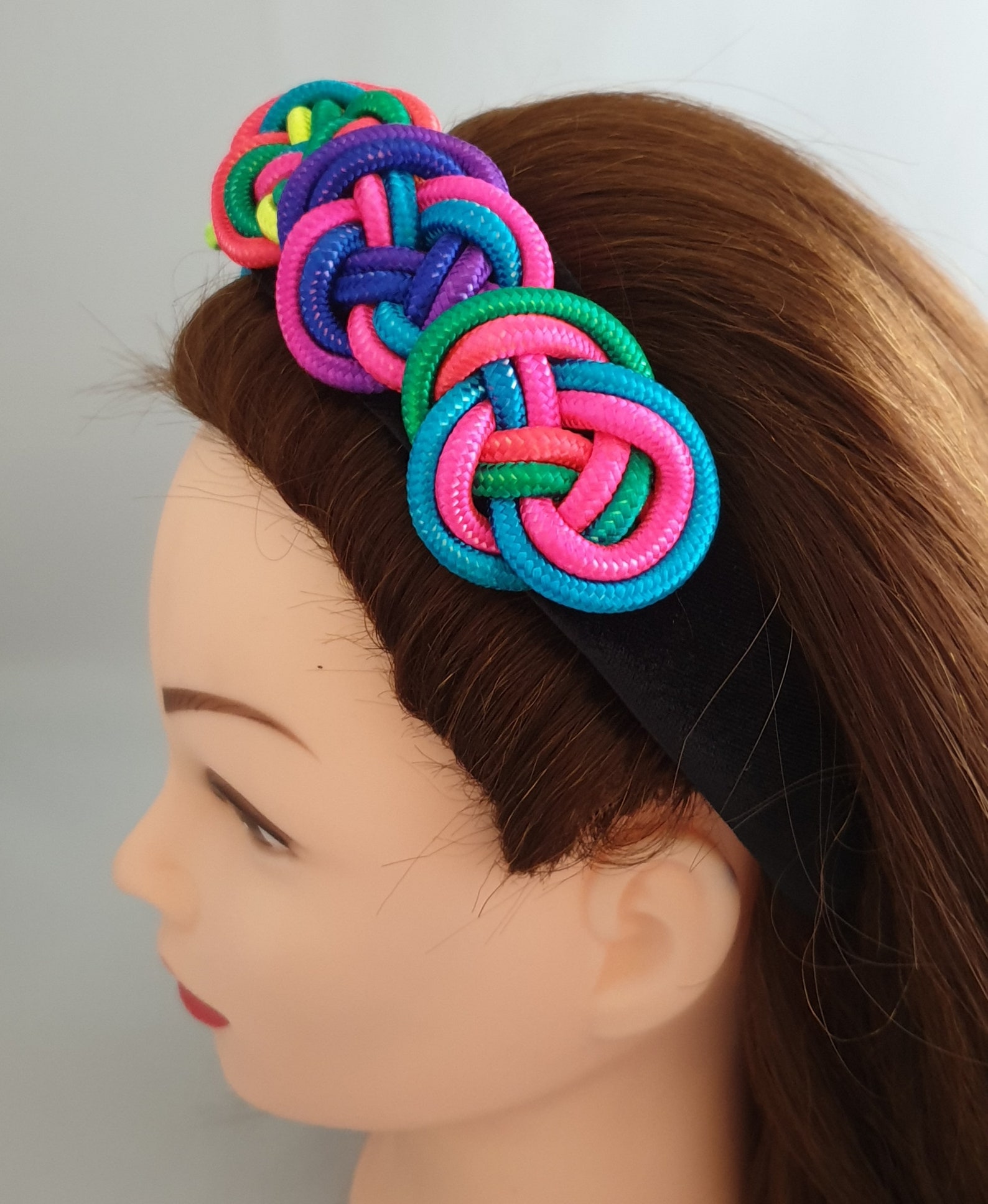 Black Padded Velvet Headband Colourful Knot Braid - Etsy