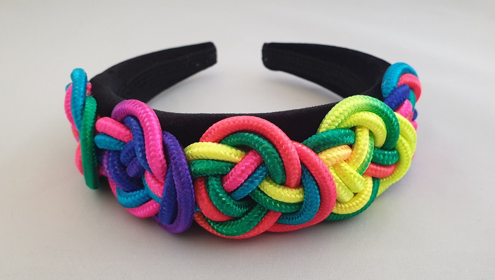 Black Padded Velvet Headband Colourful Knot Braid - Etsy