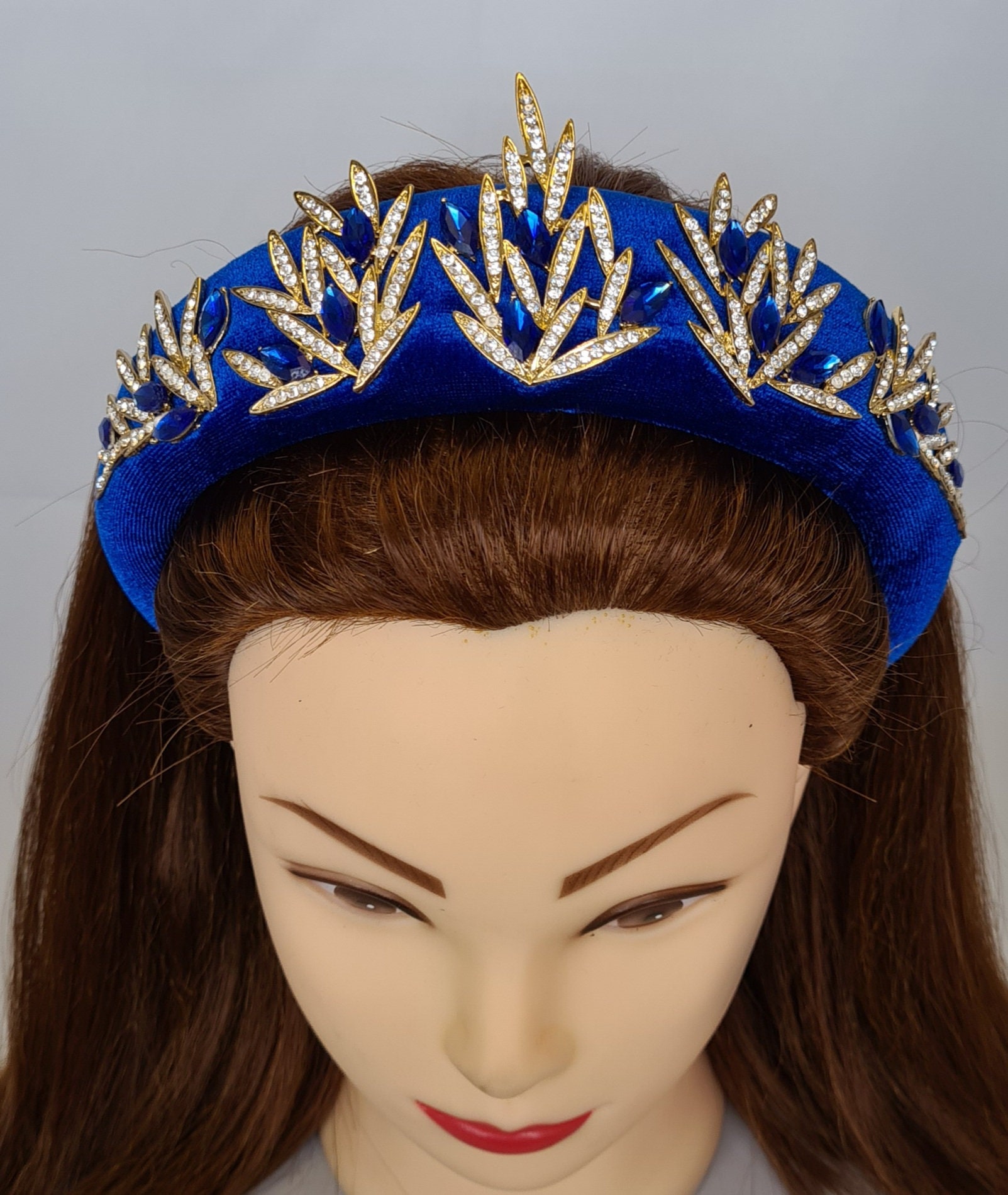 Royal Blue Headband Crystal Rhinestone Gemstone Embellishment Etsy