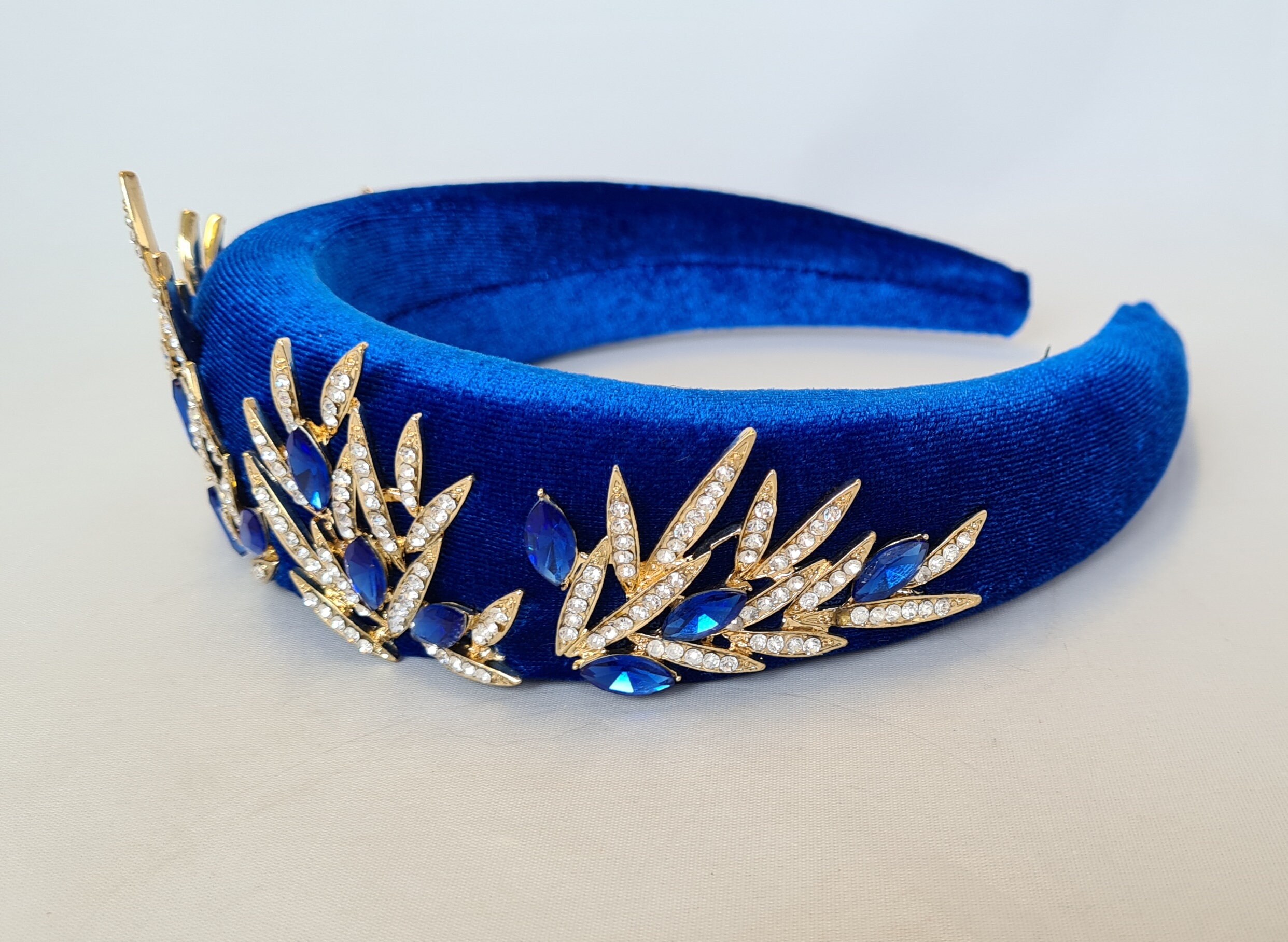 Royal Blue Headband Crystal Rhinestone Gemstone Embellishment Etsy