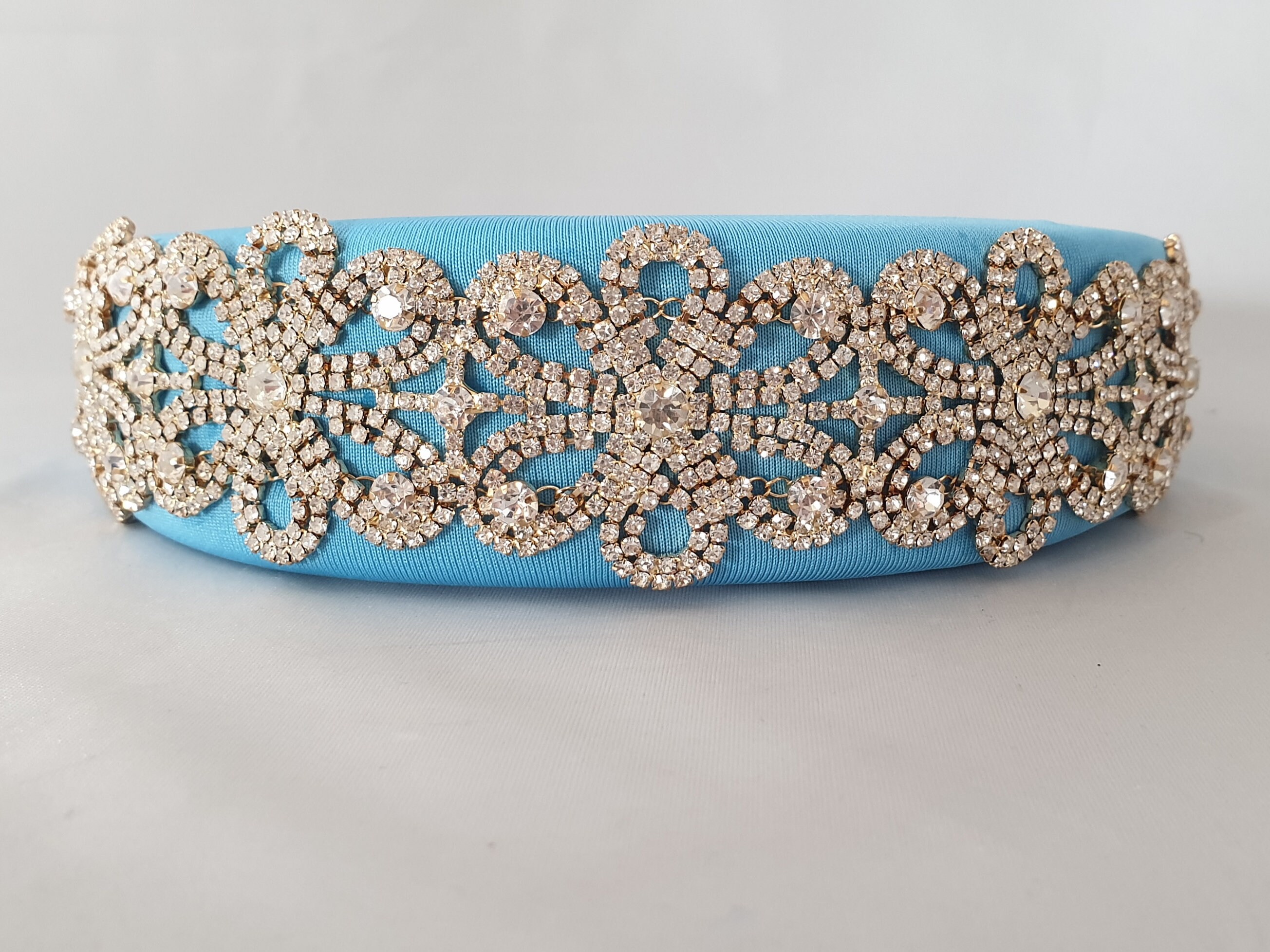 Sky Blue Headband Crystal Rhinestone Flower Embellishment - Etsy
