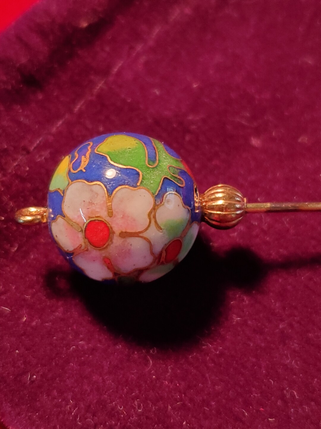 Vintage Cloisonne Stick Pin, Vermeil - Etsy
