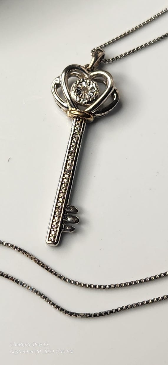 10K Gold, Sterling Silver & Diamond Key Necklace by Z… - Gem