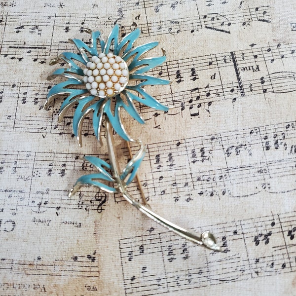 Teal Flower Brooch - Etsy