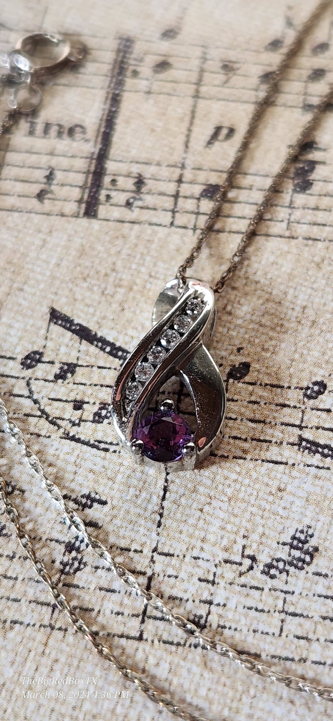 Vintage Gordon's Jewelers Amethyst and Diamond Necklace With Original ...