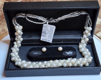 Vintage RH Macy Bridge Cultured Pearl Necklace Set