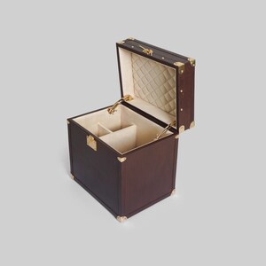 Genuine Leather Two Bottle Bar, Leather Mini Bar, Trunk Style Bar ...