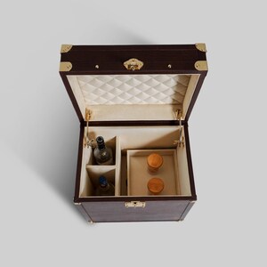 Genuine Leather Two Bottle Bar, Leather Mini Bar, Trunk Style Bar ...