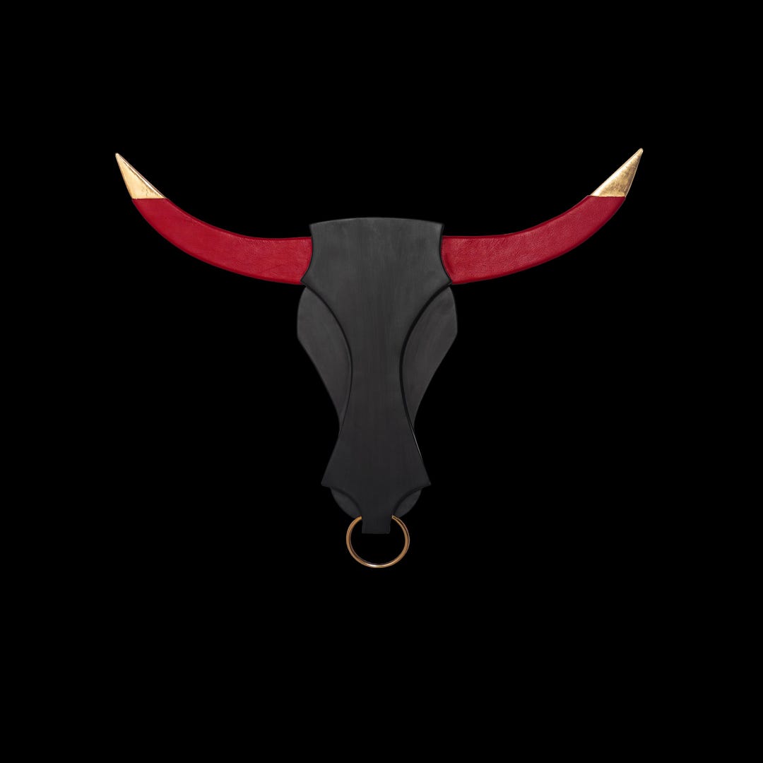 The Bull Face Wall Art, Wood Wall Art, Leather Horns, Bull Face, Red ...