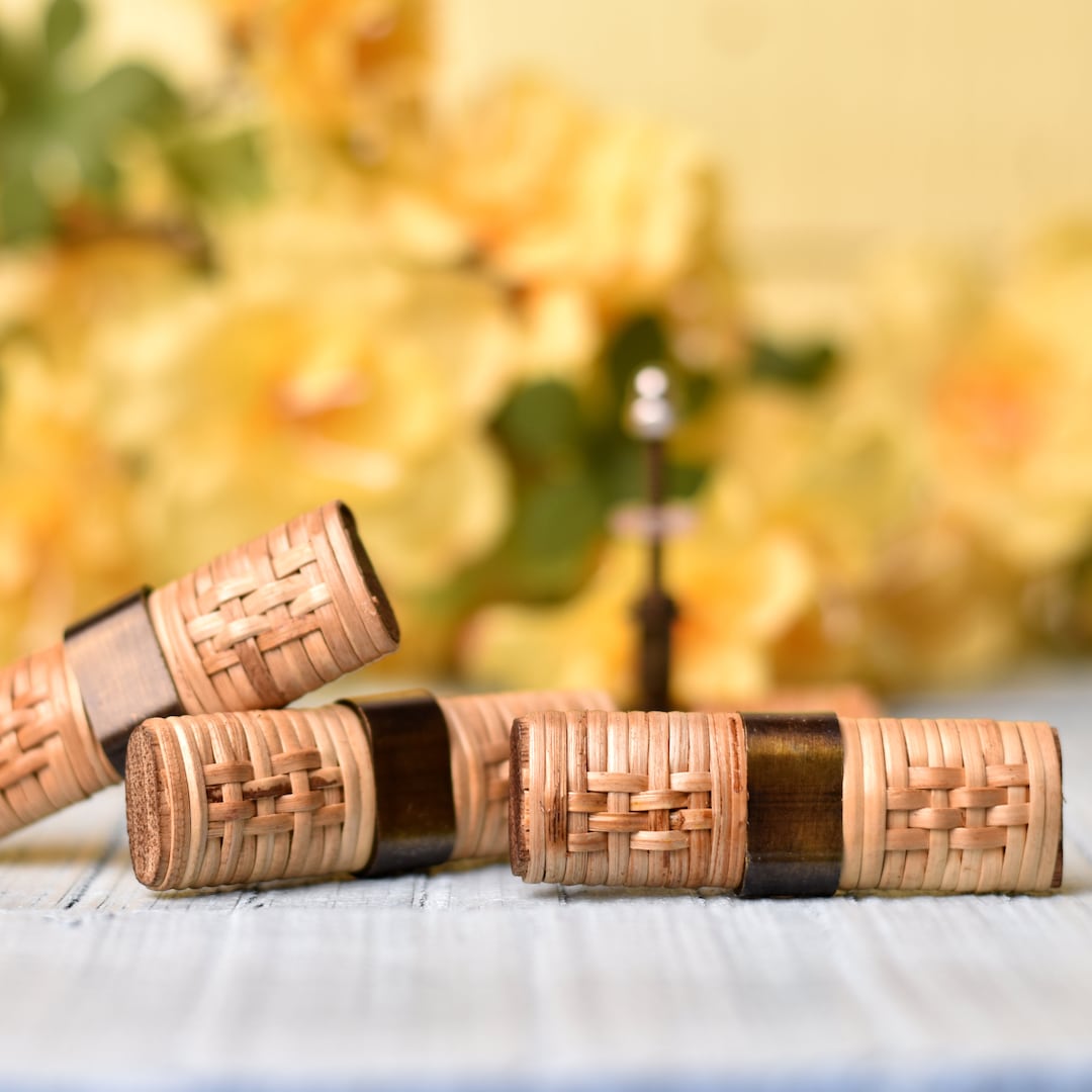 Wicker Drawer Pulls Natural Rattan Cabinet Knobs Rattan Knobs Wicker ...