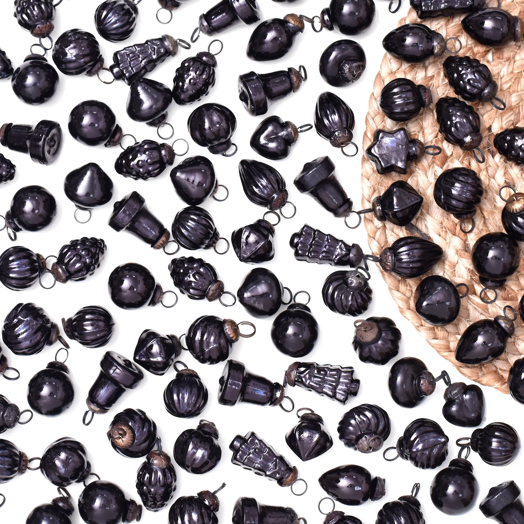 25 Black Glass Christmas Ornaments Black Christmas Tree Ornaments ...