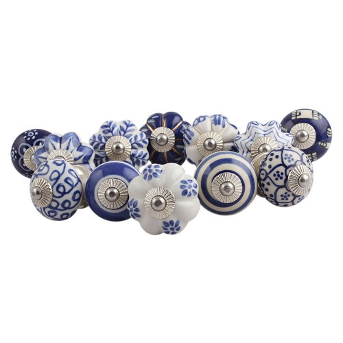 3 3.75 Blue Cabinet Pull Handles Porcelain Drawer - Etsy