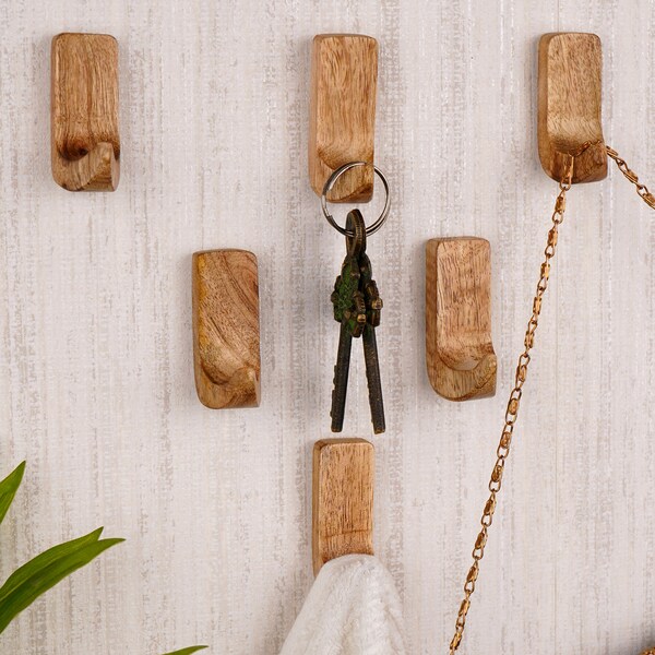 Small Wood Hooks for Wall - Etsy
