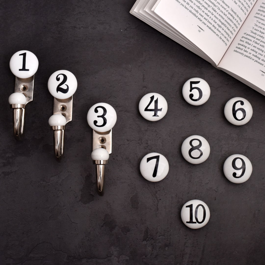 Handmade Ceramic Number 1-10 Wall Hooks Hangers/ Coat Hooks Hangers ...