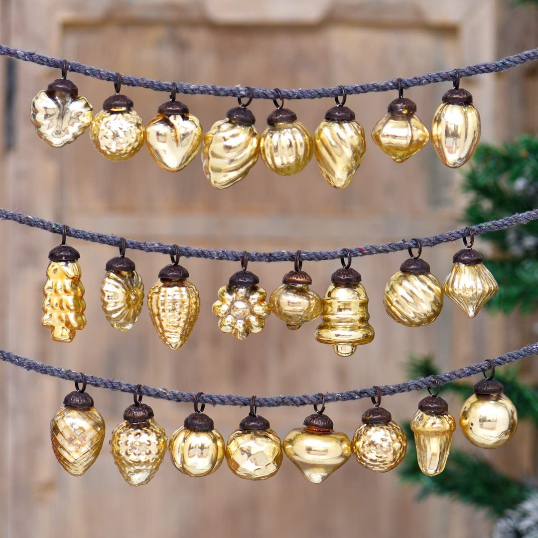 25 Piece Golden Glass Christmas Ornaments Gold Christmas Tree Ornaments ...