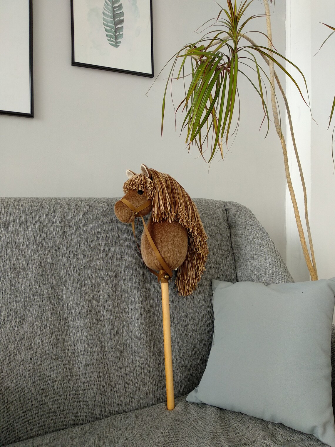 Hobby Horse Head on Stick for Kids and Toddlers Ride With Bridle, Bells ...
