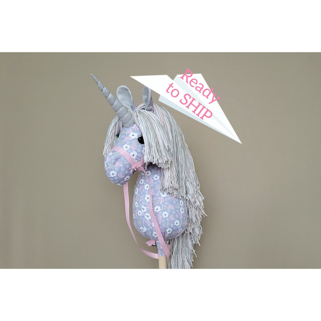 Unicorn on a Stick for Children and Toddler Ride With Ribbon Bridle and ...