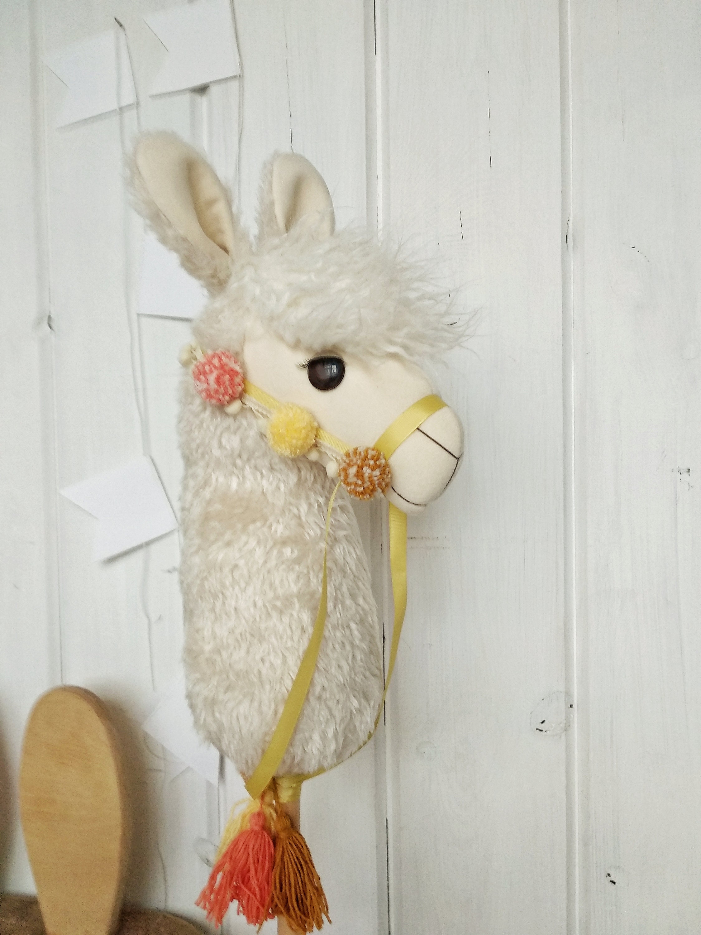 Llama Hobby Horse, Llama on a Stick, Stuffed Llama Toy, Boho Baby Toy ...