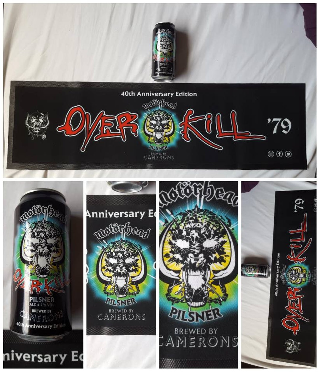 Motorhead Overkill 40th Anniversary Official Bar Runner and Beer Can ...