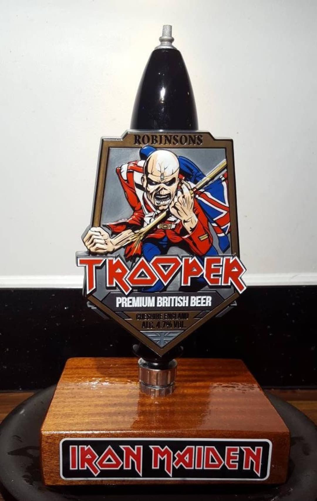Iron Maiden Trooper Beer Dummy Hand Pull Pump Clip Display. Porcelain ...